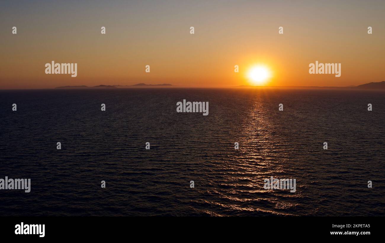 Southwestern tip of Turkey. Sunset from the ancient city of Datca Knidos. Yazikoy village harbor ...
