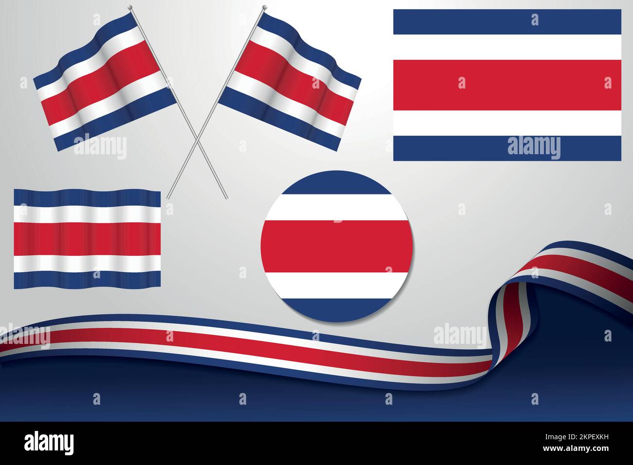 A set of Costa Rica flags in different designs - perfect for background ...