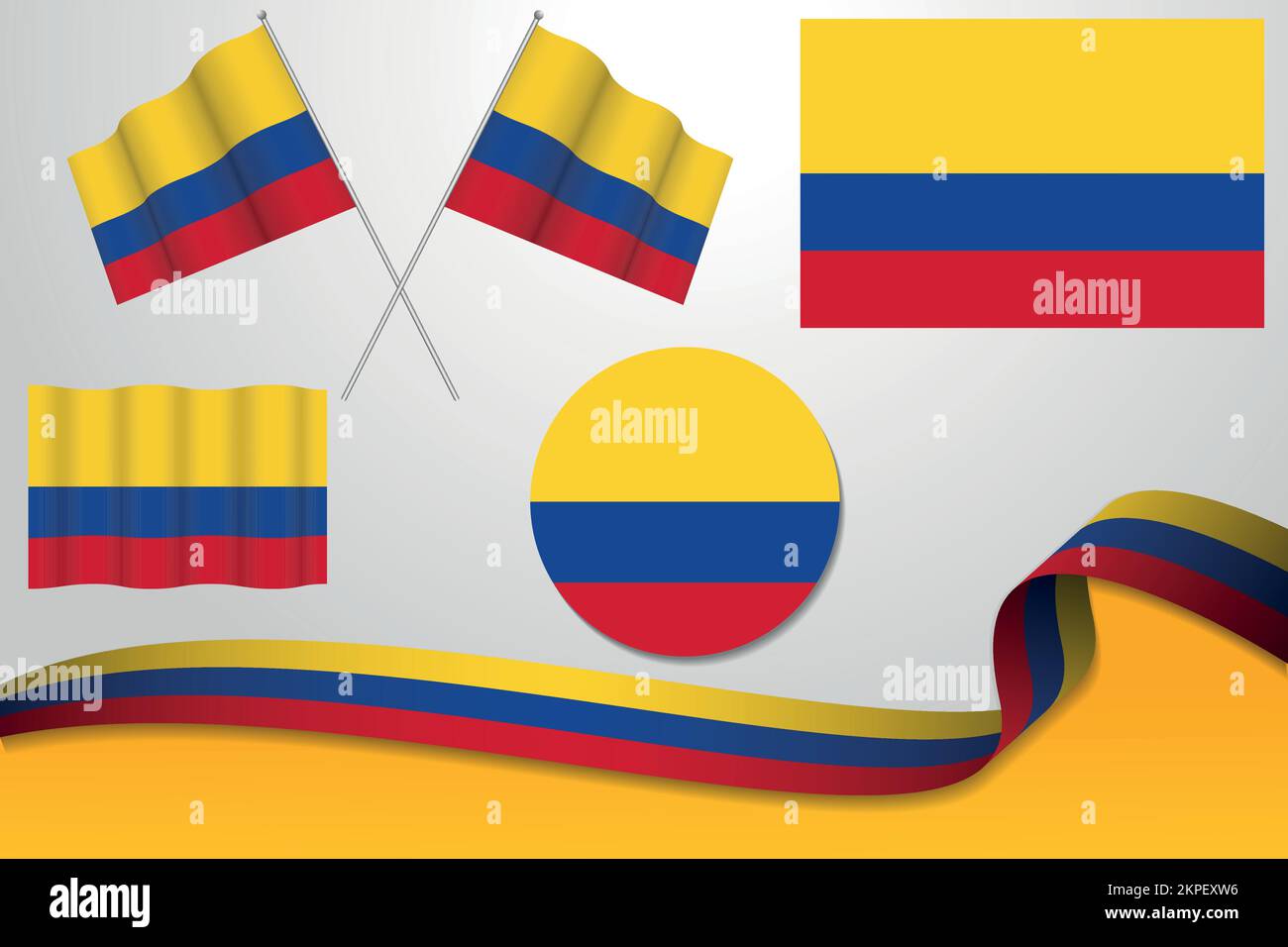 A set of Colombia flags in different designs - perfect for background ...