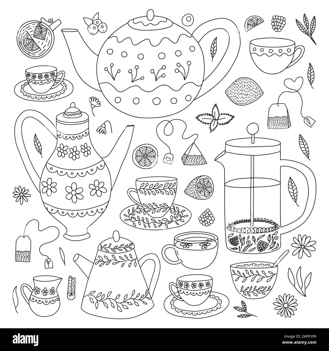 Tea doodle set Stock Vector Image & Art - Alamy