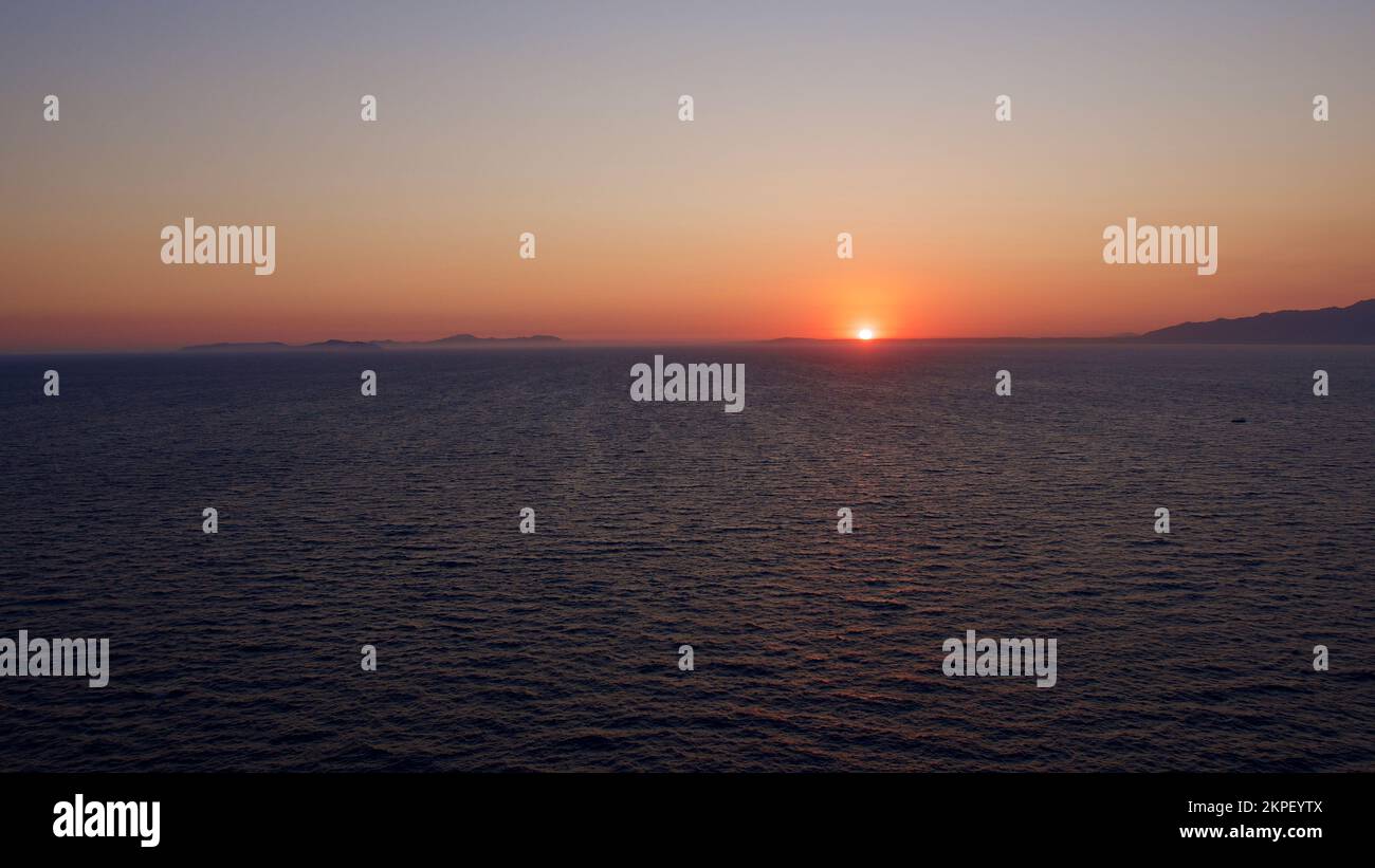 Southwestern tip of Turkey. Sunset from the ancient city of Datca Knidos. Yazikoy village harbor ...