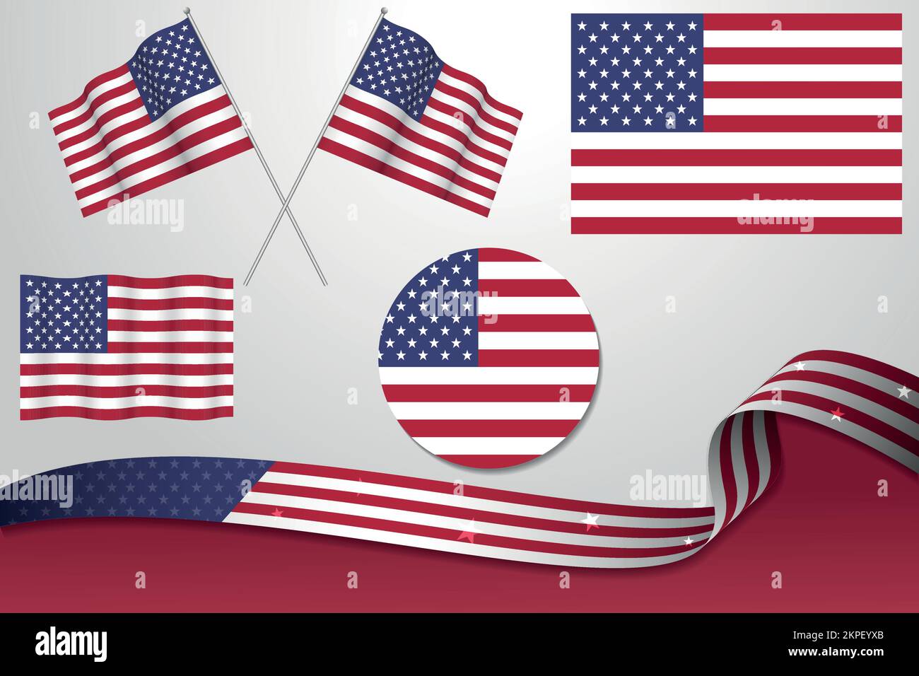 A set of United States flags in different designs - perfect for ...