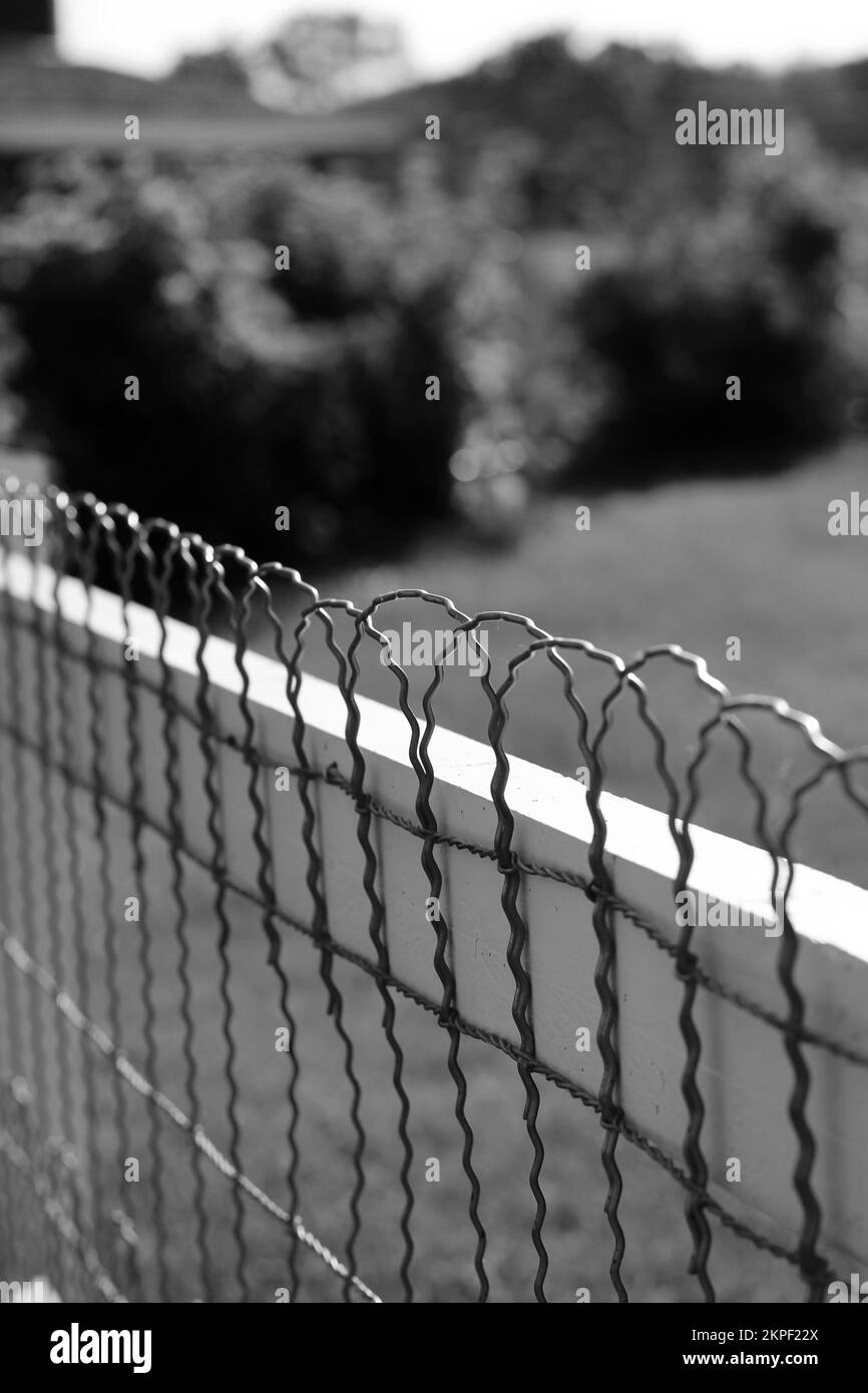 Traditional vintage wire fence surrounding the kitchen garden in a ...