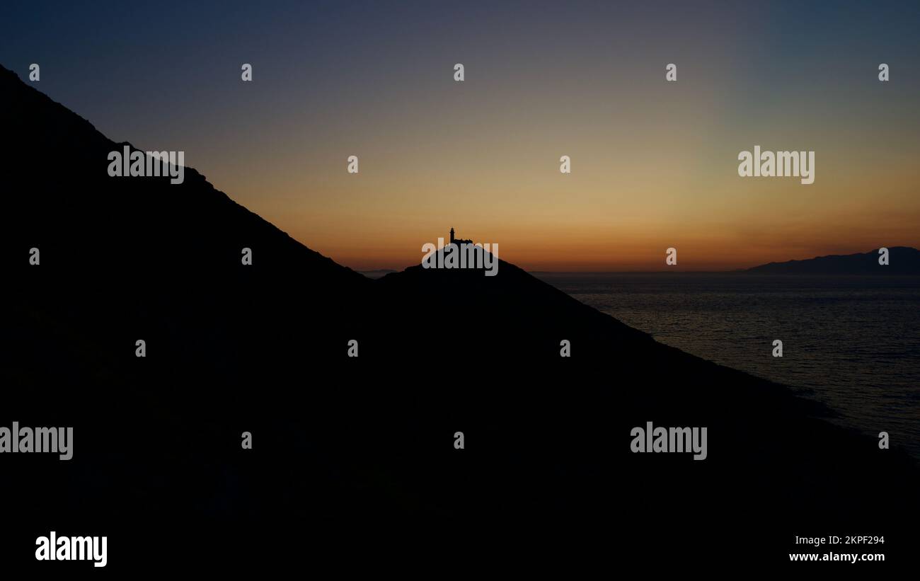 Southwestern tip of Turkey. Sunset from the ancient city of Datca Knidos. Yazikoy village harbor ...