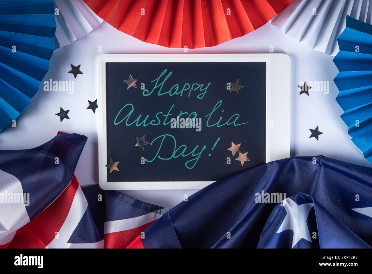 Australia Day greeting card Background with australian flag, silver ...