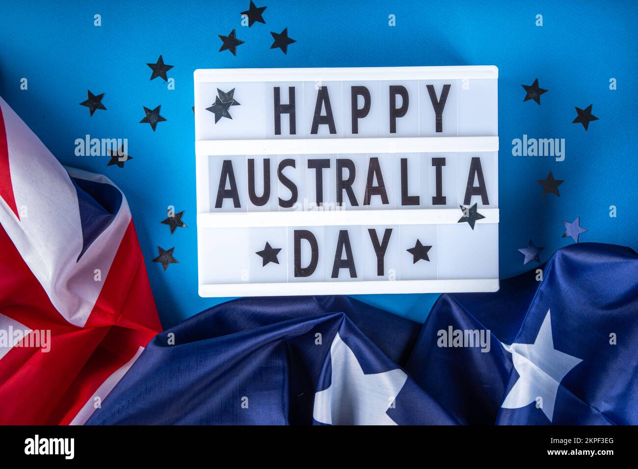 Australia Day greeting card Background with australian flag, silver ...