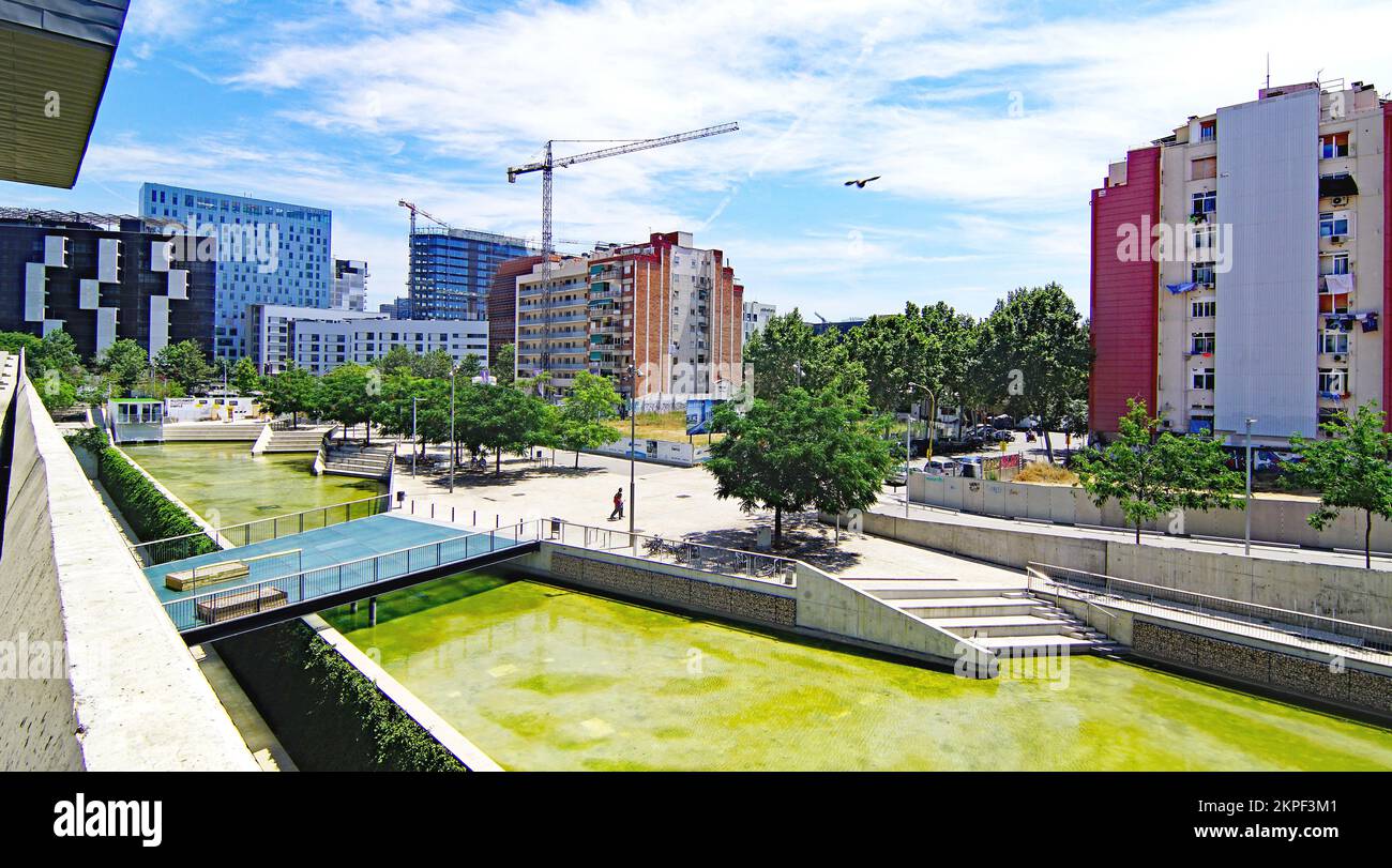 Pond of the Design Museum or Museu del Disseny in Barcelona, Catalunya ...