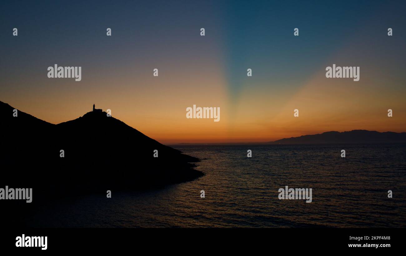 Southwestern tip of Turkey. Sunset from the ancient city of Datca Knidos. Yazikoy village harbor ...