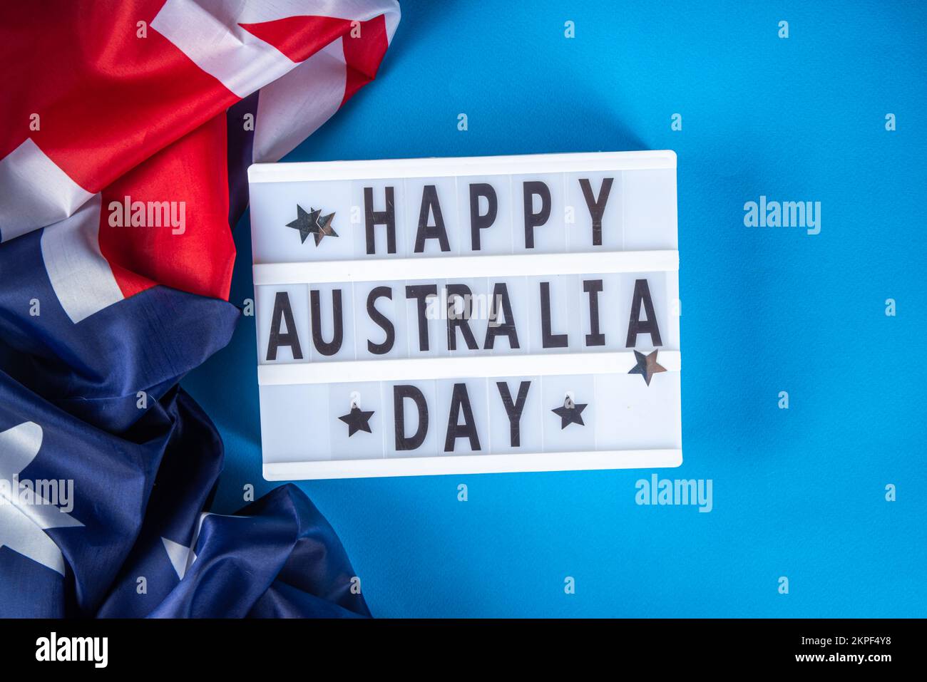 Australia Day greeting card Background with australian flag, silver ...