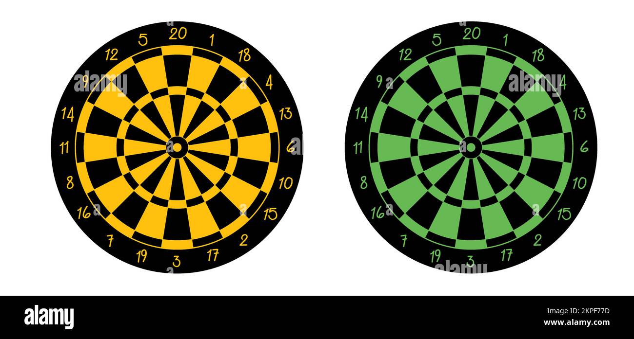 Cartoon dart board symbol. Dartboard icon. color and twenty, green or ...