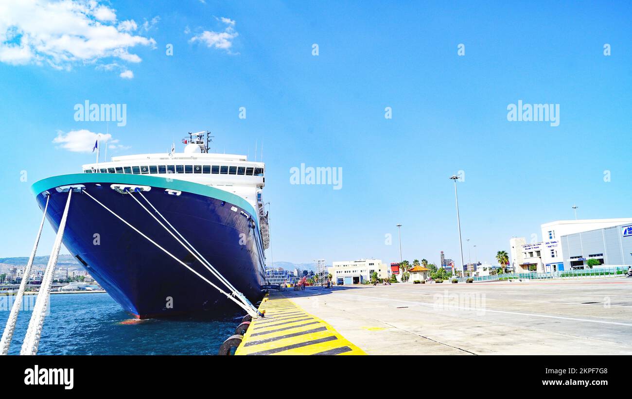 Ocean liner at anchor in the port of Athens, Greece, Europe Stock Photo ...