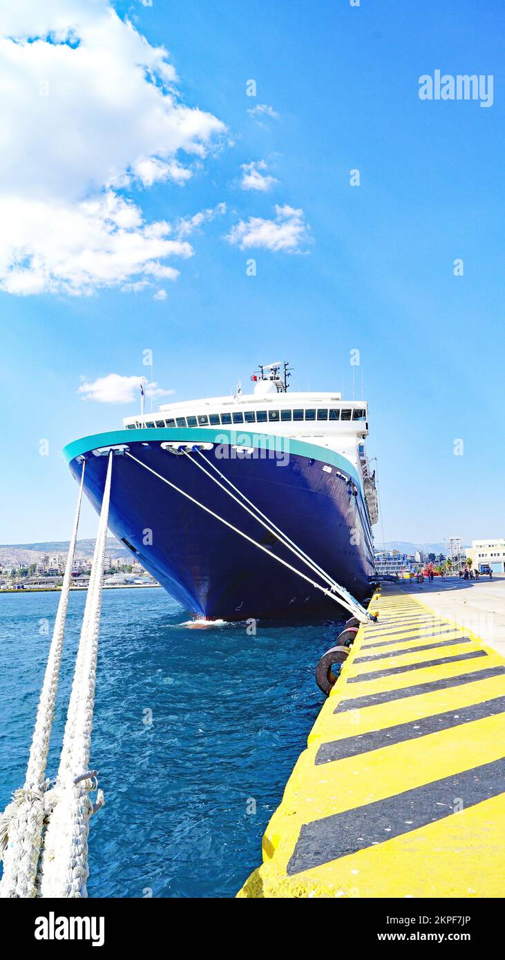 Ocean liner at anchor in the port of Athens, Greece, Europe Stock Photo ...