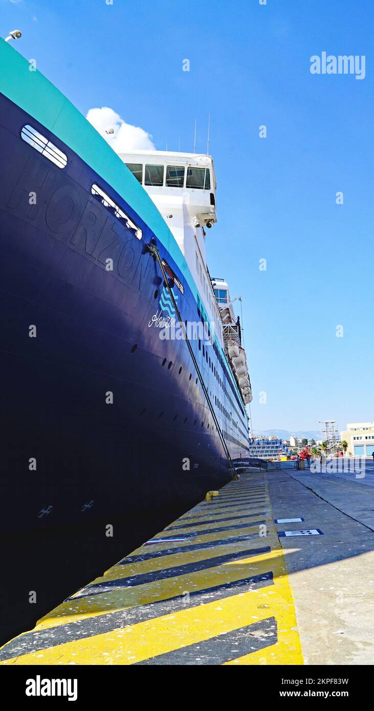 Ocean liner at anchor in the port of Athens, Greece, Europe Stock Photo ...