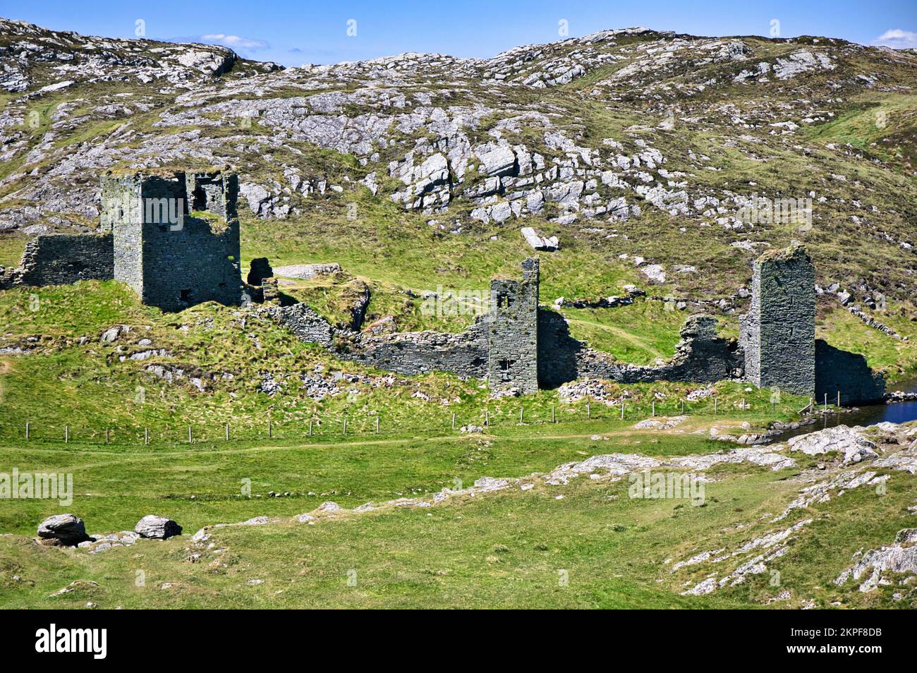 13th Century Dunlough Castle set atop cliffs on Three Castle Head ...