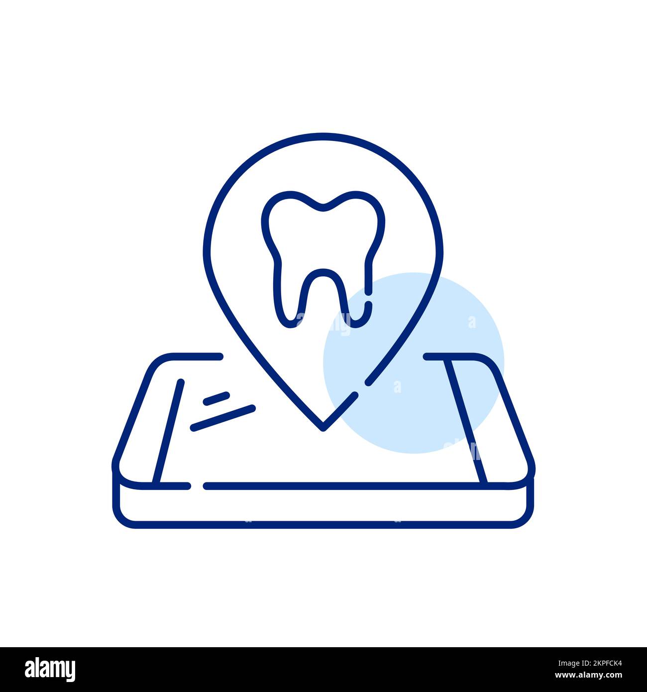 Dental clinic location. Map pointer on isometric smartphone. Pixel ...
