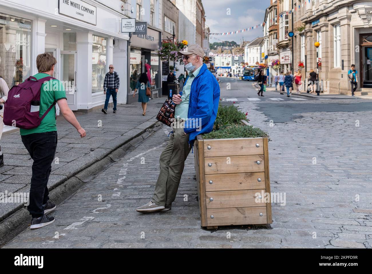 A general street scene in Truro City centre in Cornwall in the UK in ...
