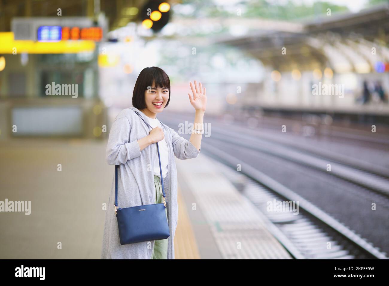 Early train journey waving hi-res stock photography and images - Alamy