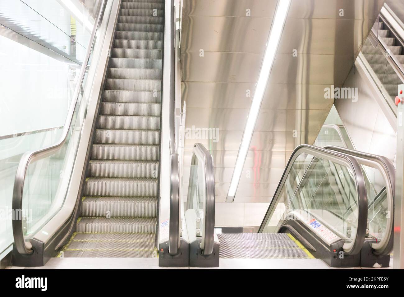 line escalators with metal coating Stock Photo - Alamy