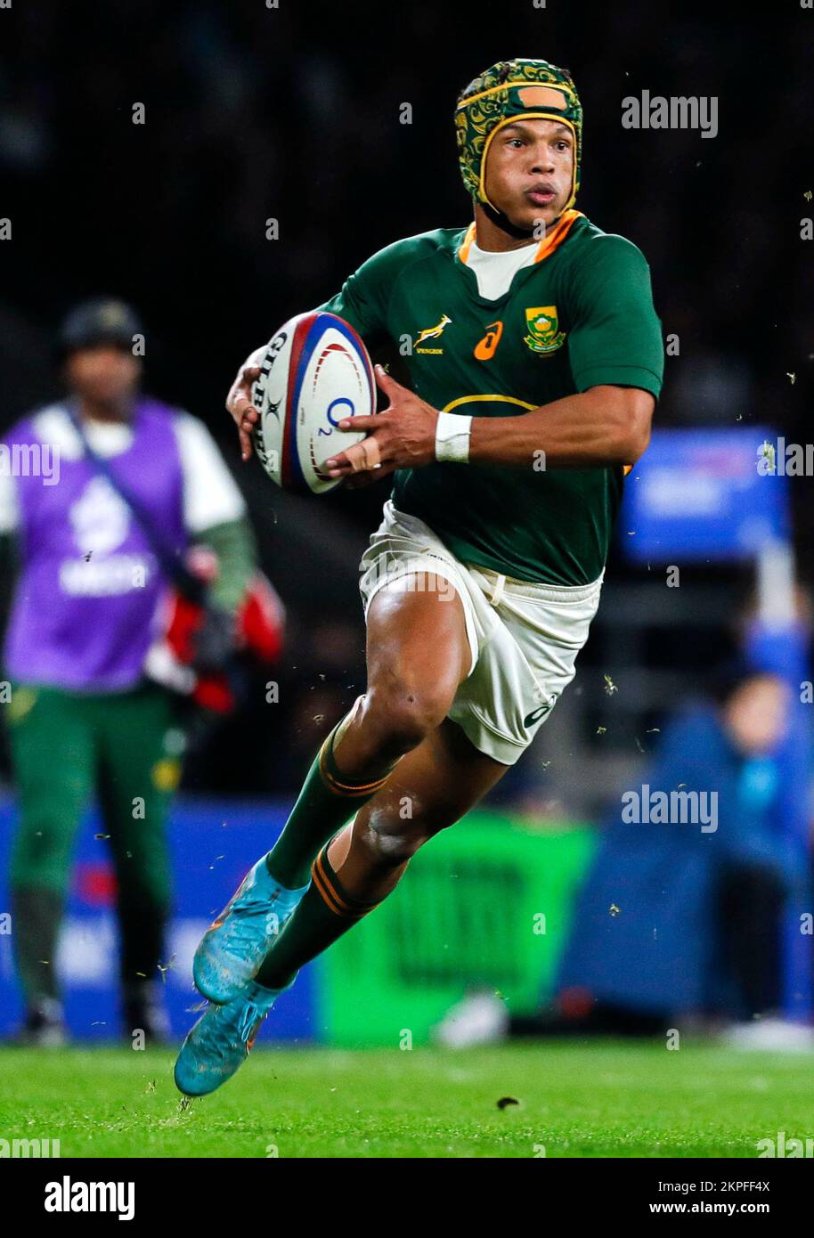 South Africa's Kurt-Lee Arendse during the Autumn International match ...