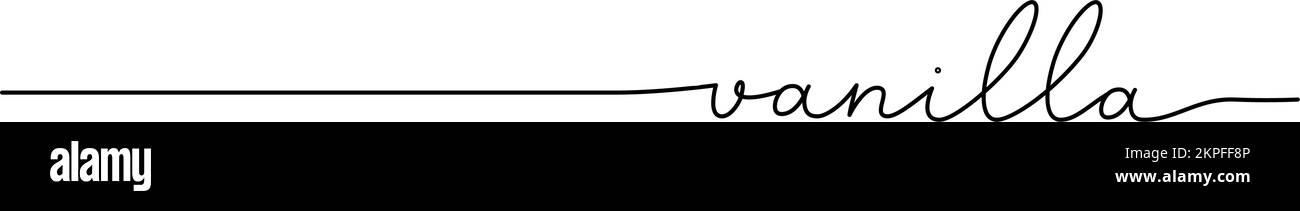 Vanilla word - continuous one line with word. Minimalistic drawing of ...