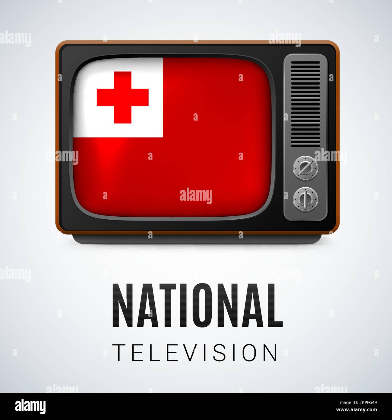 Vintage TV and Flag of Tonga as Symbol National Television. Tele ...