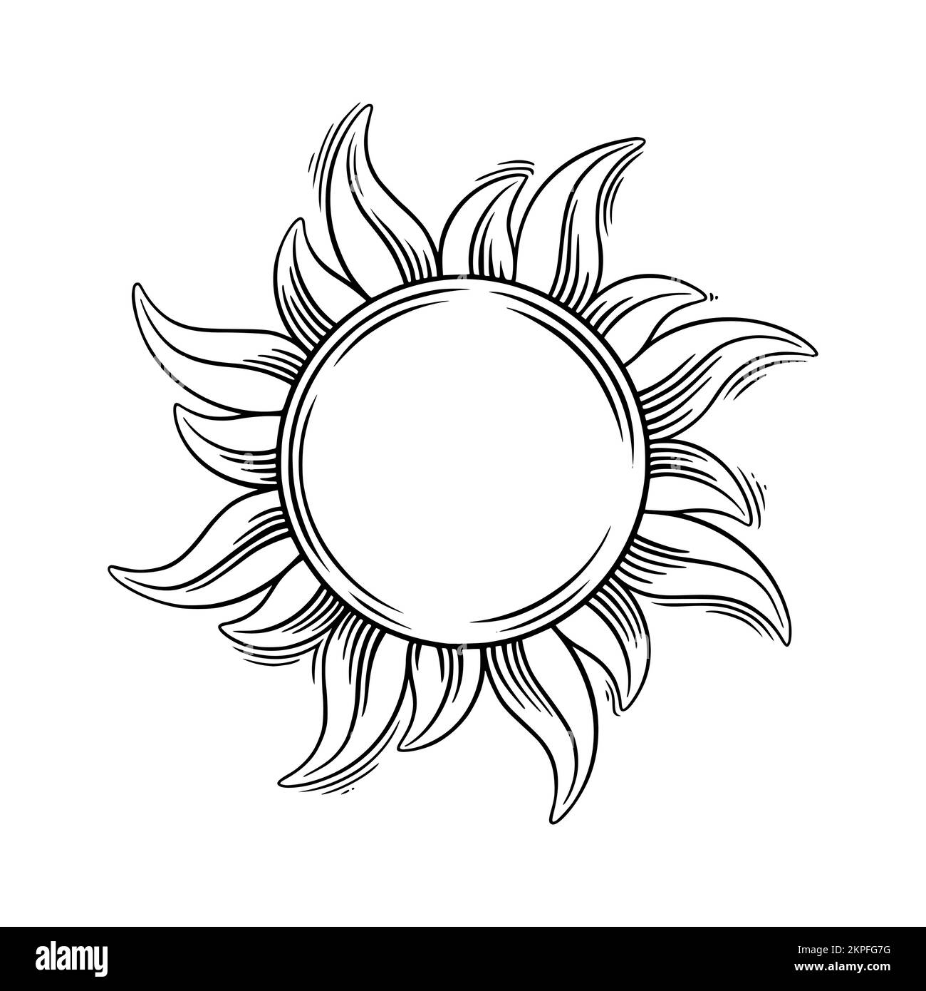 Tarot sun circle frame. Magic tarot sun in doodle style. Vector ...