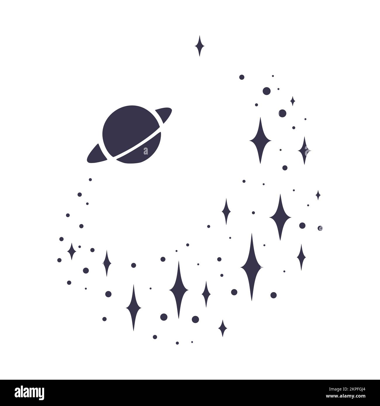 Starry pattern with Saturn planet. Esoteric design with stars. Vector ...