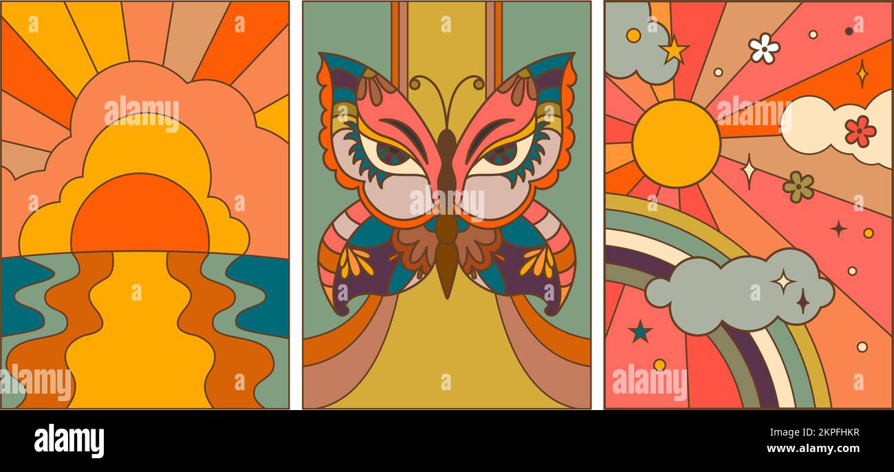 Fantasy cartoon landscape retro vintage illustration Stock Vector Image ...