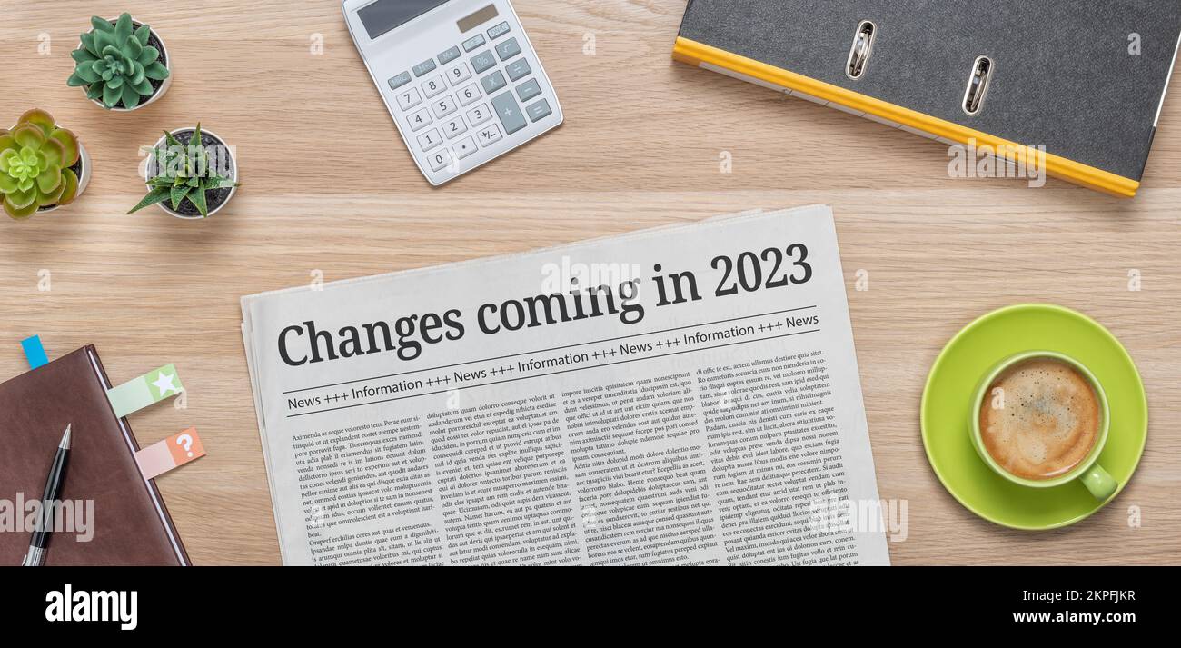 A newspaper on a desk with the headline Changes coming in 2023 Stock ...