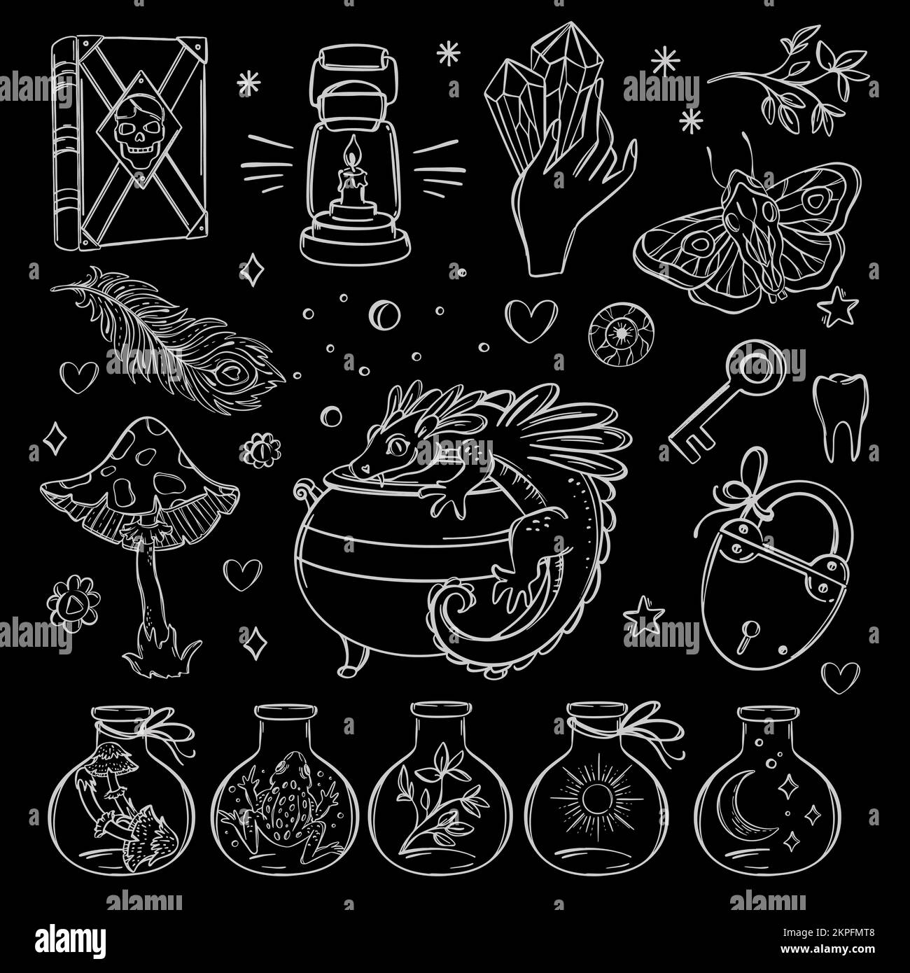 OCCULT ELEMENTS Mystical Symbol Set For Tarot Card Banner Flyer Poster ...