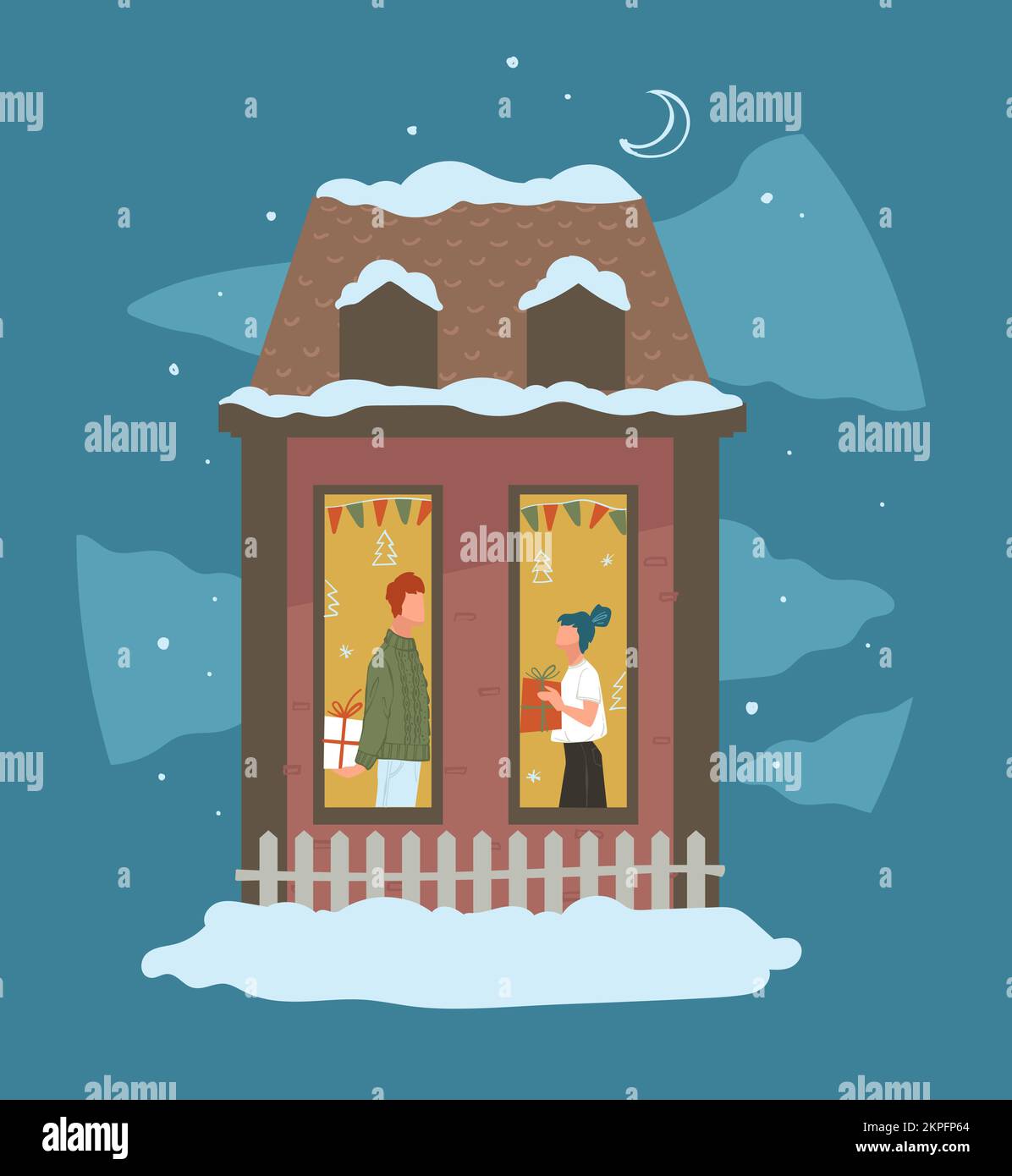 Building covered with snow, winter season vector Stock Vector Image ...