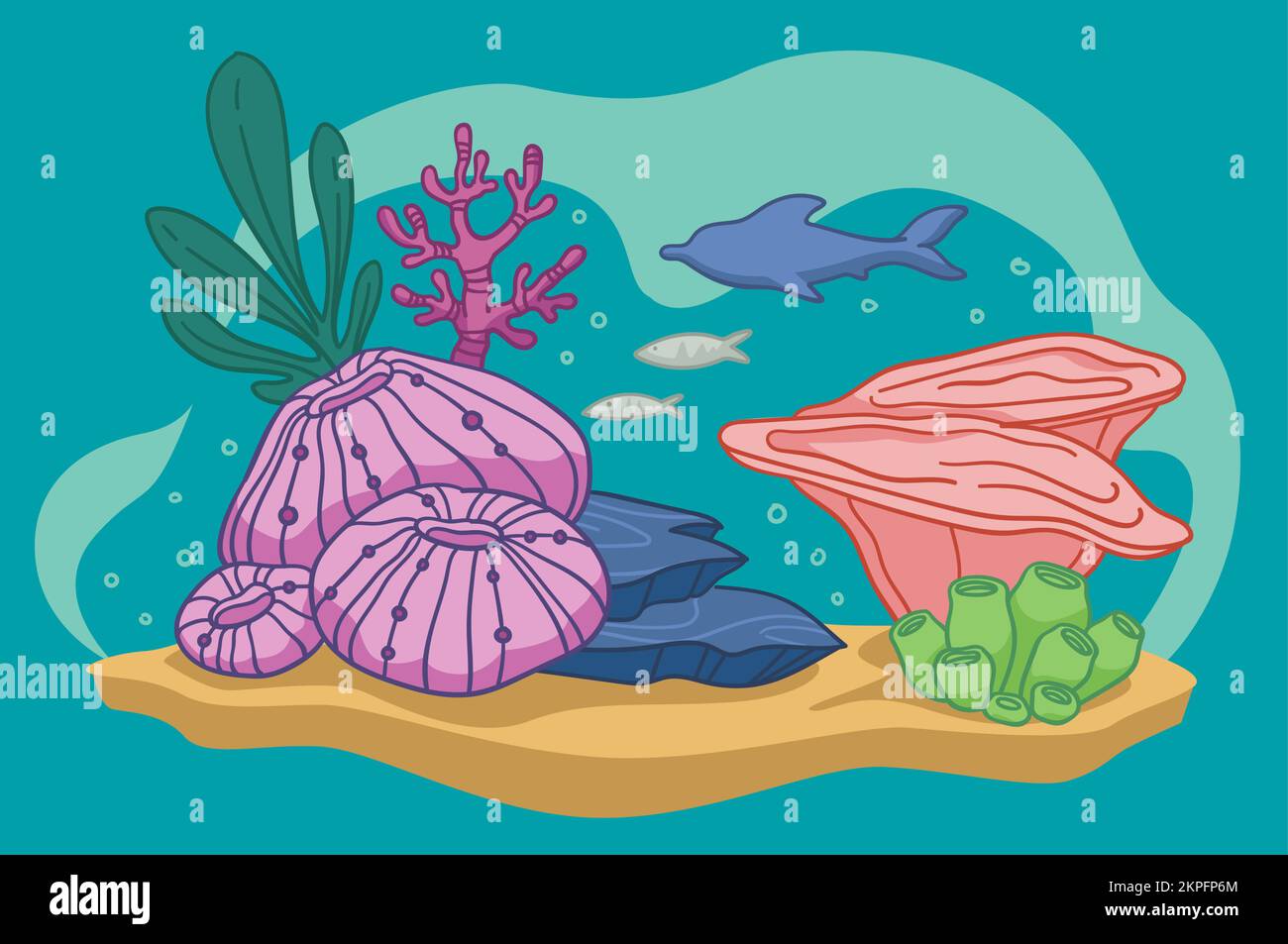 Underwater flora and fauna, aquarium with fish Stock Vector Image & Art ...