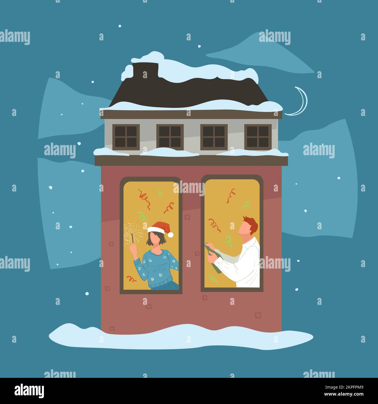 Building covered with snow, winter season vector Stock Vector Image ...