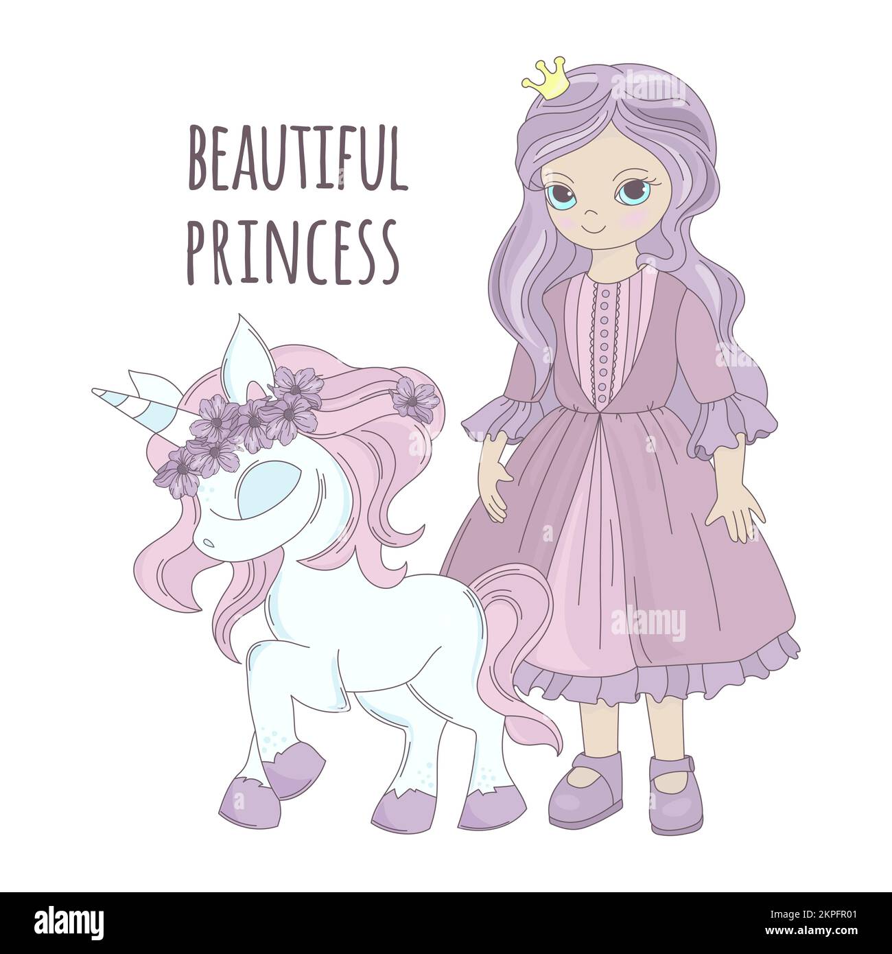 UNICORN PRINCESS Long Haired Girl In Pink Long Dress And Foal With Pink ...