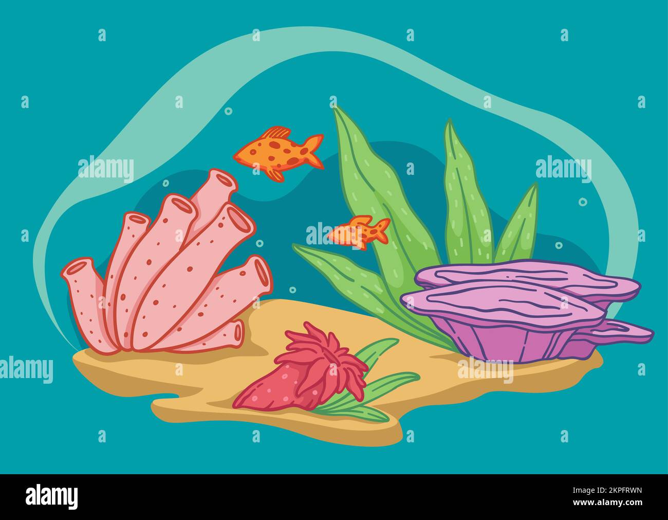 Underwater flora and fauna, aquarium with fish Stock Vector Image & Art ...