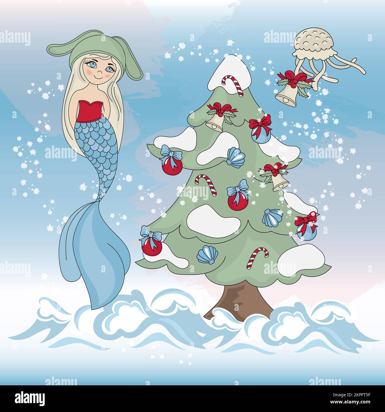 Ocean Christmas Mermaid Princess Girl Sea Underwater Merry Christmas