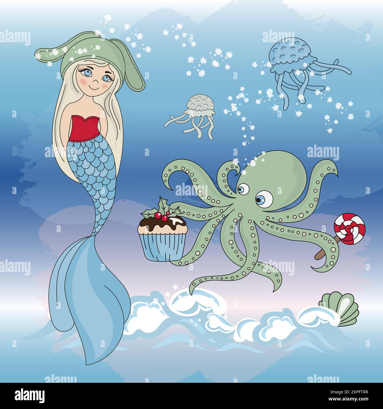 OCTOPUS REGALE MERMAID Sea Underwater Princess Girl Merry Christmas New ...