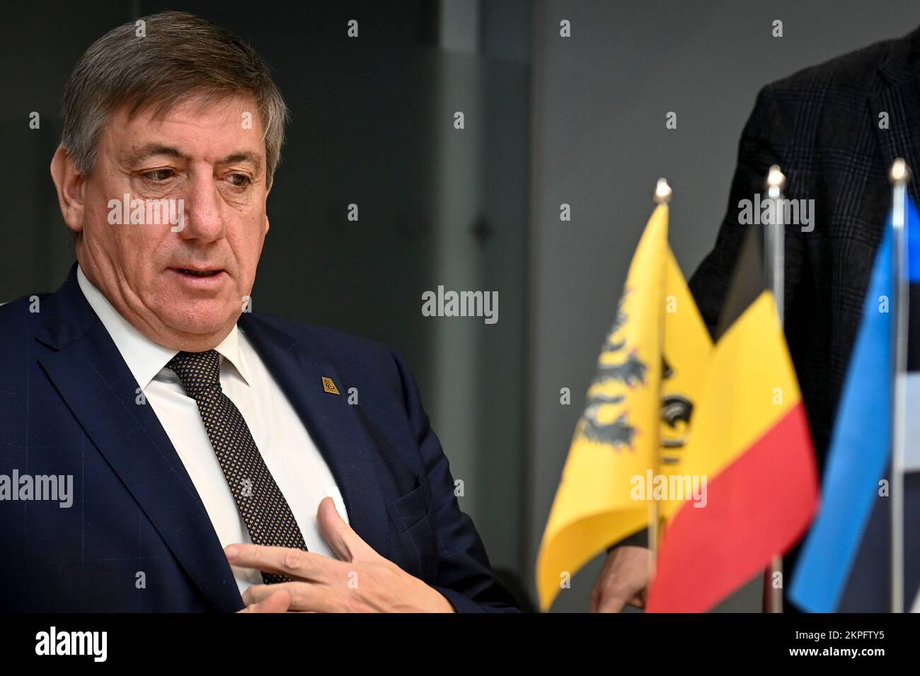 Flemish Minister President Jan Jambon pictured during a visit to the Estonian Development Center ...
