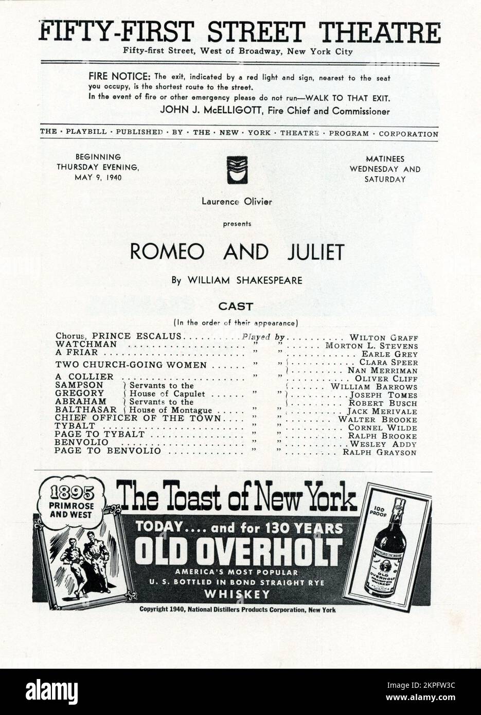 Inside Title Page from Programme for LAURENCE OLIVIER and VIVIEN LEIGH ...