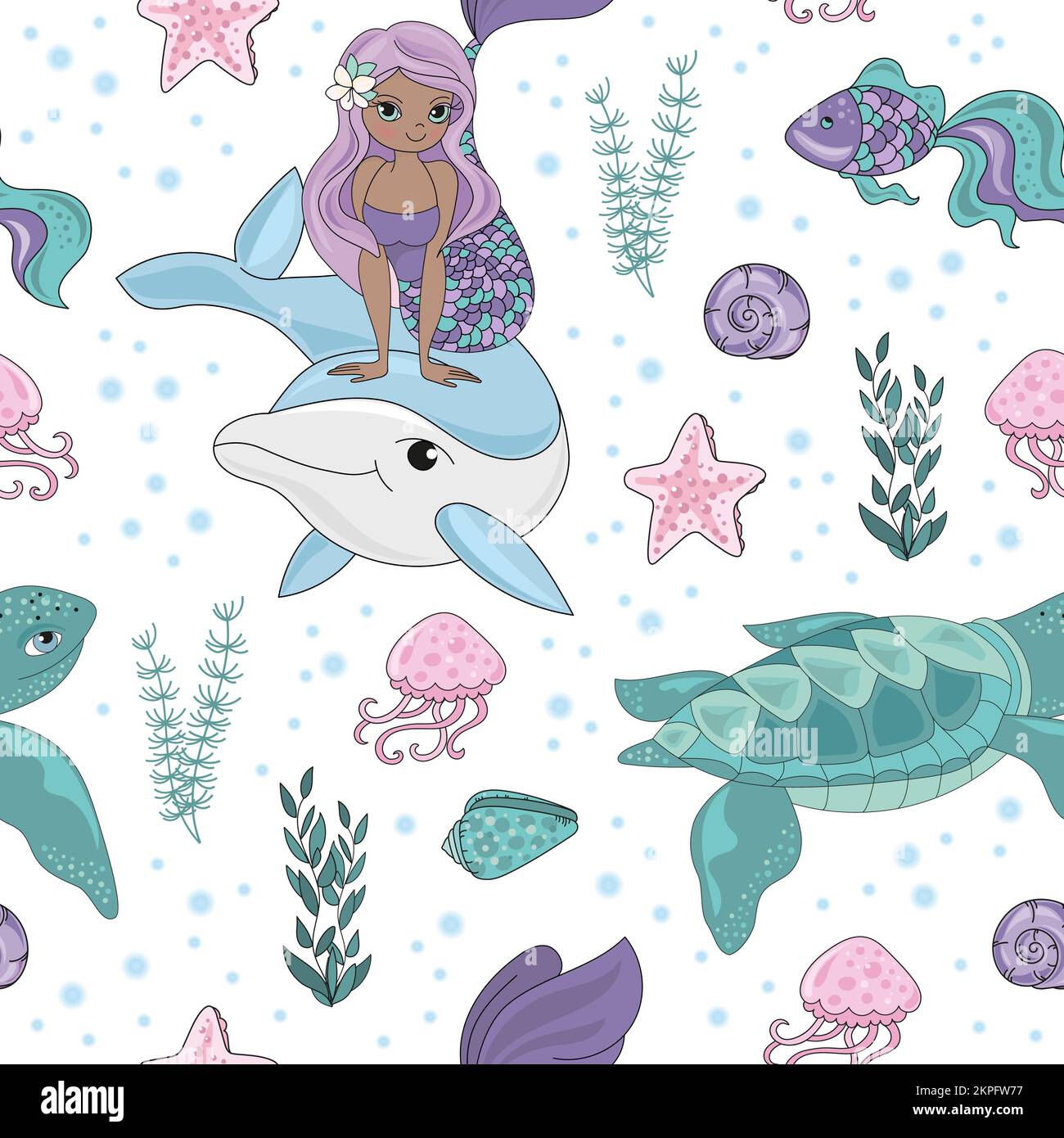 OCEAN TALE Mermaid Princess Girl Underwater Animals Tropical Ocean ...