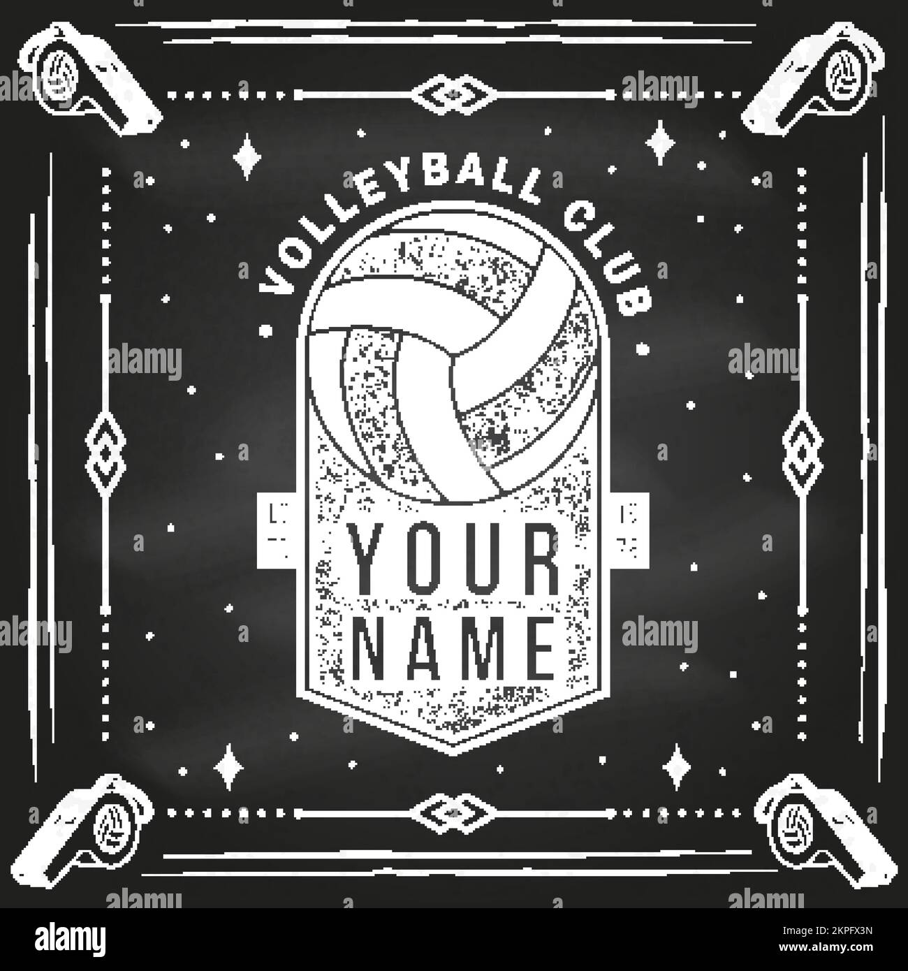 Volleyball club badge design on chalkboard. Vector illustration. For ...