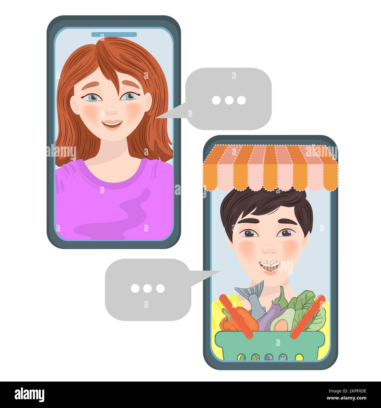 ONLINE STORE Internet Food Trading Smartphone Boy And Girl Shopping ...