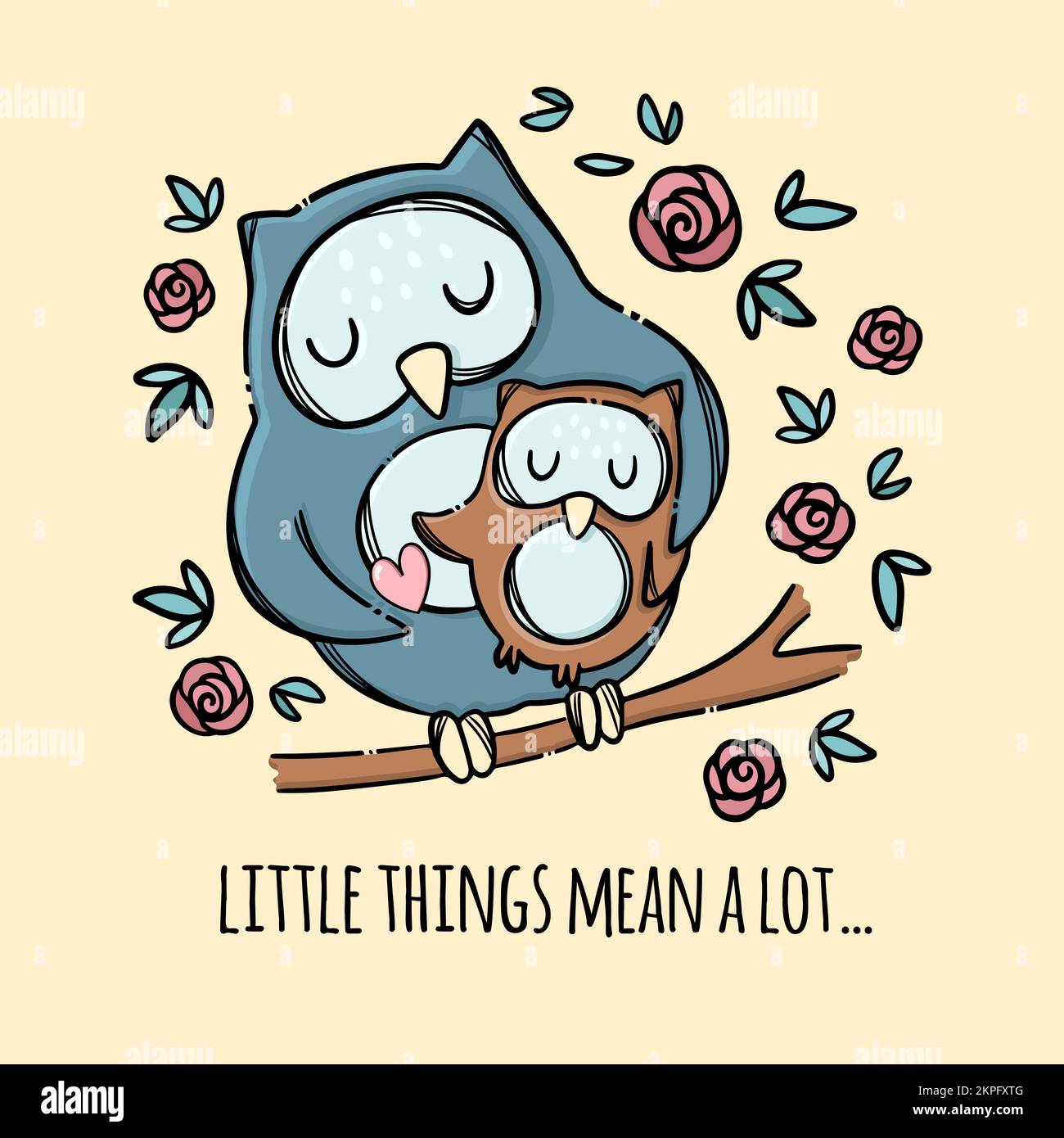 OWL HUG HER SON Mothers Day Holiday Parental Relationship Cute Birds ...