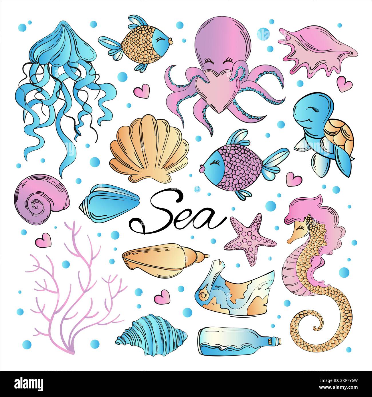 UNDERWATER KINGDOM Of Animals Of Tropical Seas In Pink And Golden ...