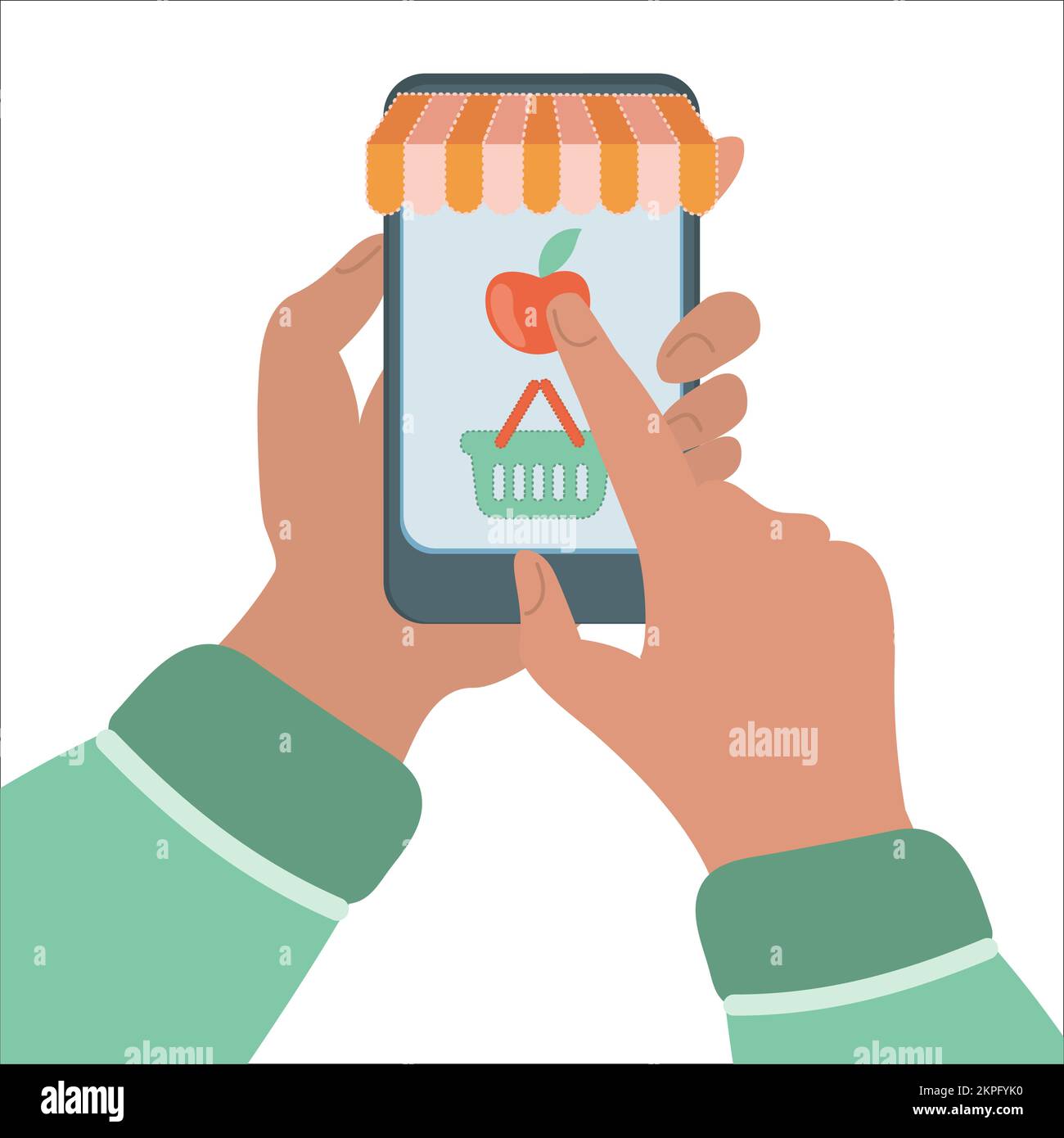 ONLINE BUYING Flat Design Market Business Internet Communication ...