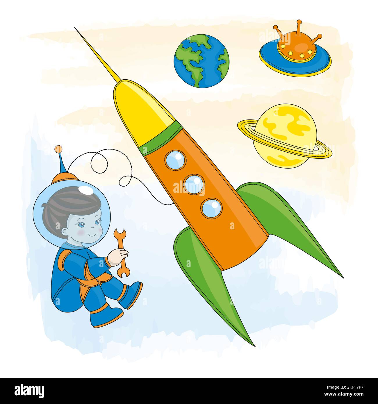 YOUNG ASTRONAUT Boy Galaxy Space Cosmos Journing Cartoon Clip Art ...