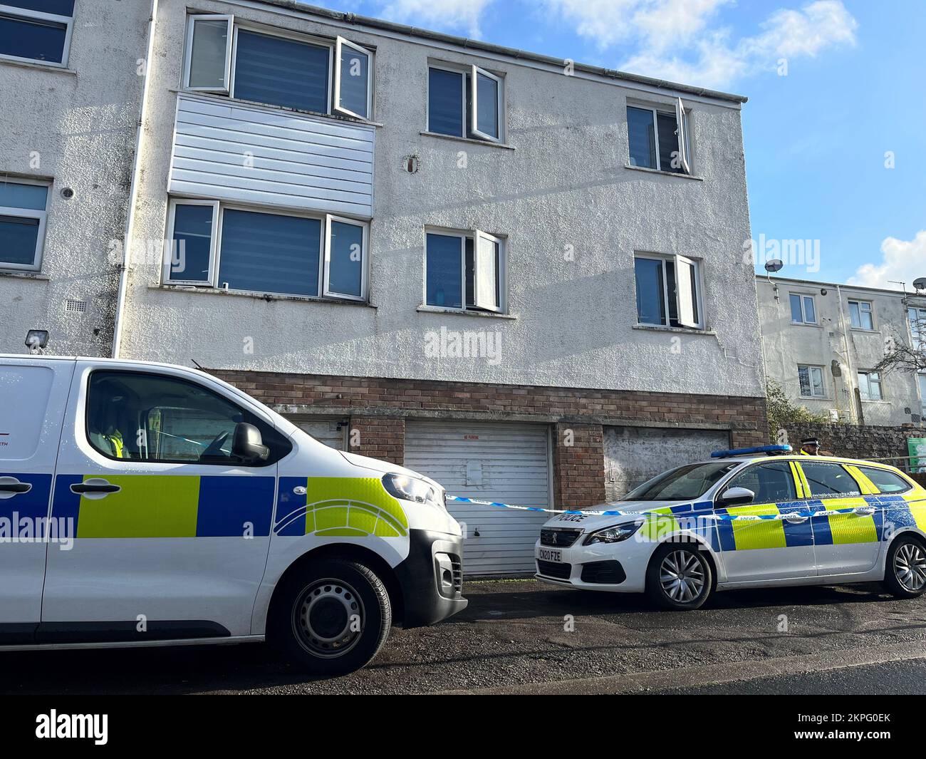 Police at the scene in Wildmill, Bridgend, South Wales after three ...