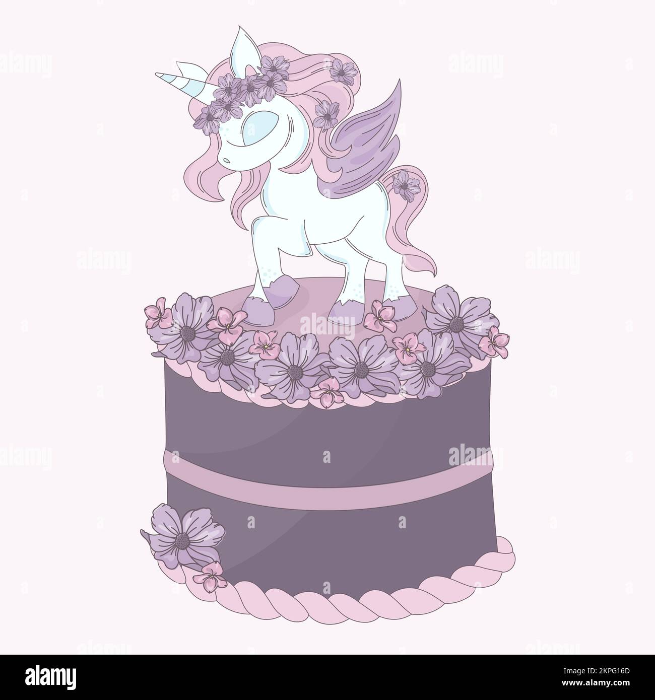 UNICORN CAKE To Birthday Party Foal With Pink Mane Stands On A Festive ...