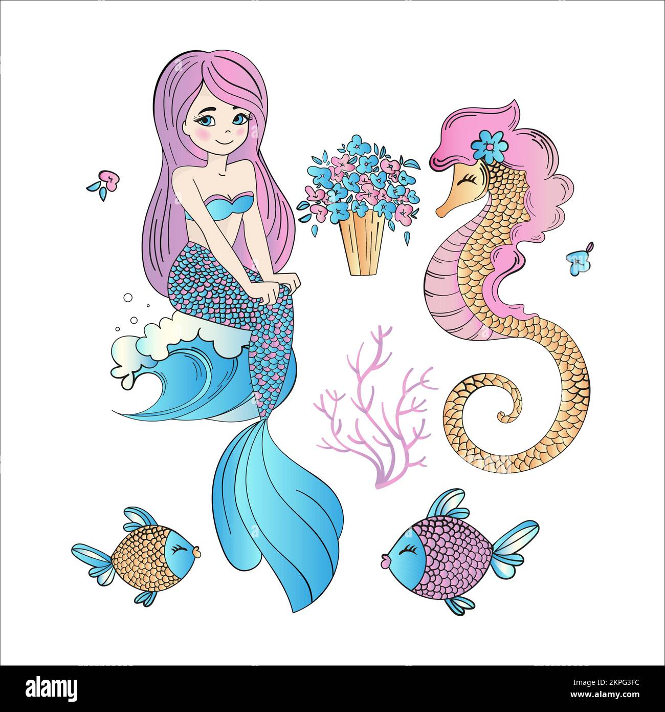 UNDERWATER EASTER Long Haired Mermaid Princess Girl Seahorse With ...