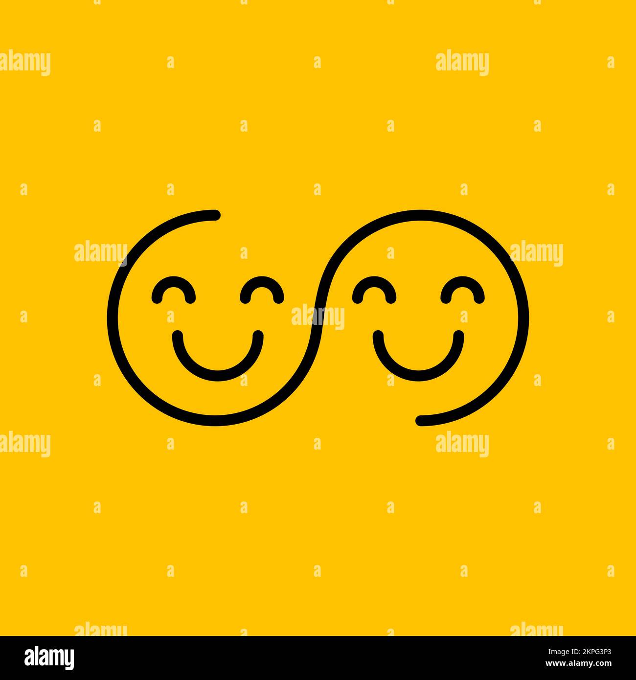Two happy faces minimal logo. Smile concept, happiness line concept ...
